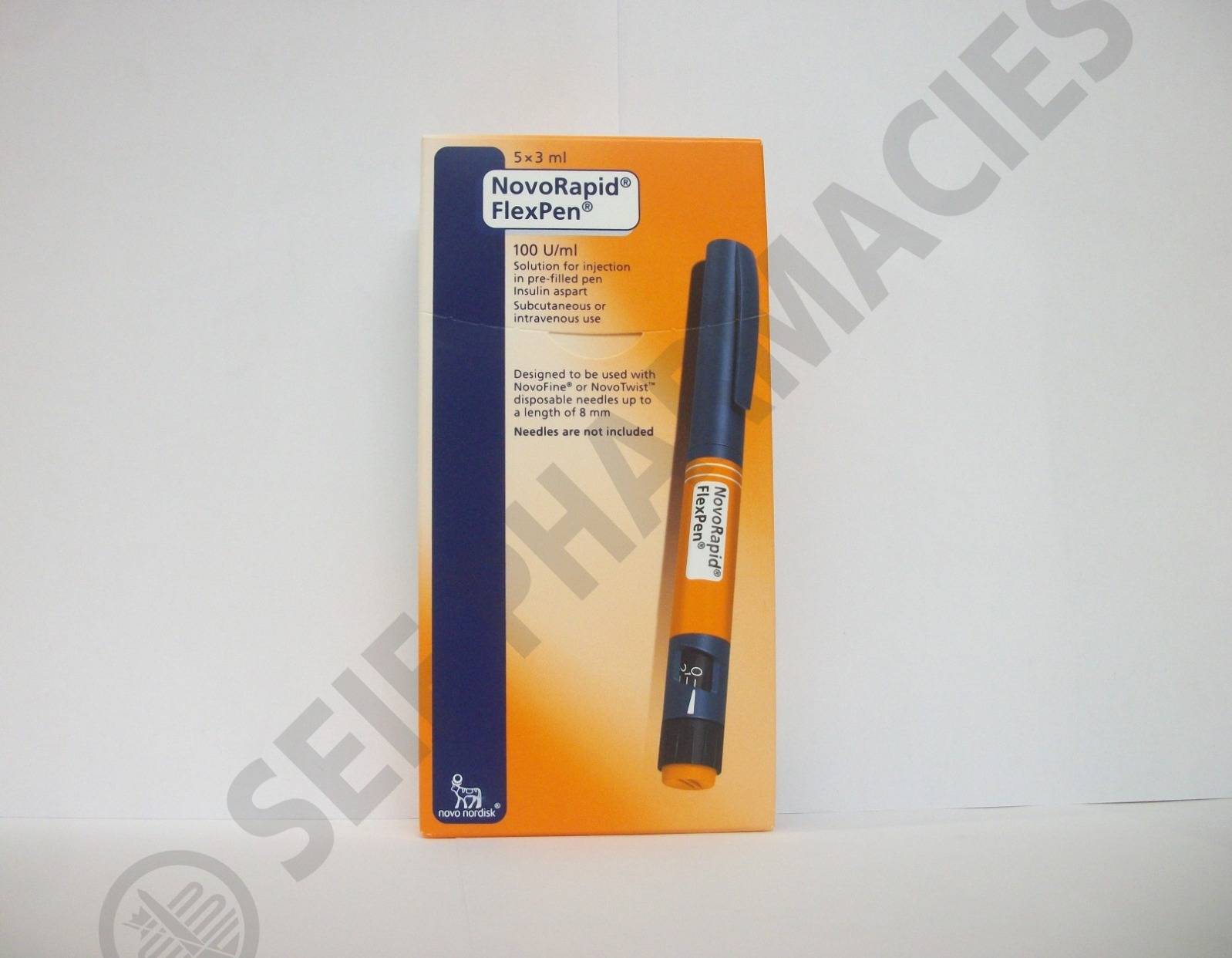 INSULIN NOVORAPID FLEXPEN 100U/ML 5 PEN X 3 ML # - Seif Pharmacies
