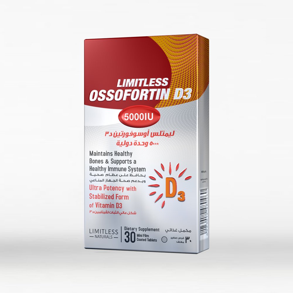 LIMITLESS OSSOFORTIN D3 5000 IU 30 TAB - Seif Pharmacies